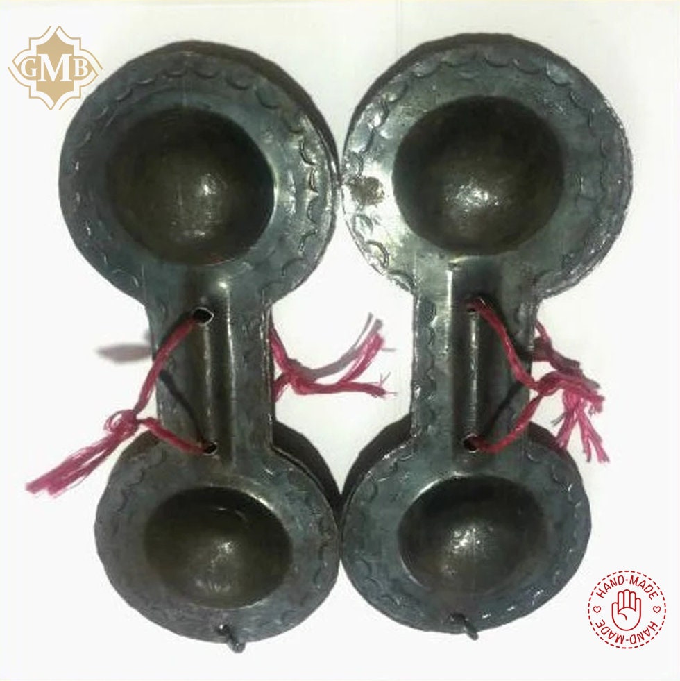 2 Pair Moroccan Gnawa Instrument Handmade Iron Castanets Qraqeb - 3 ...