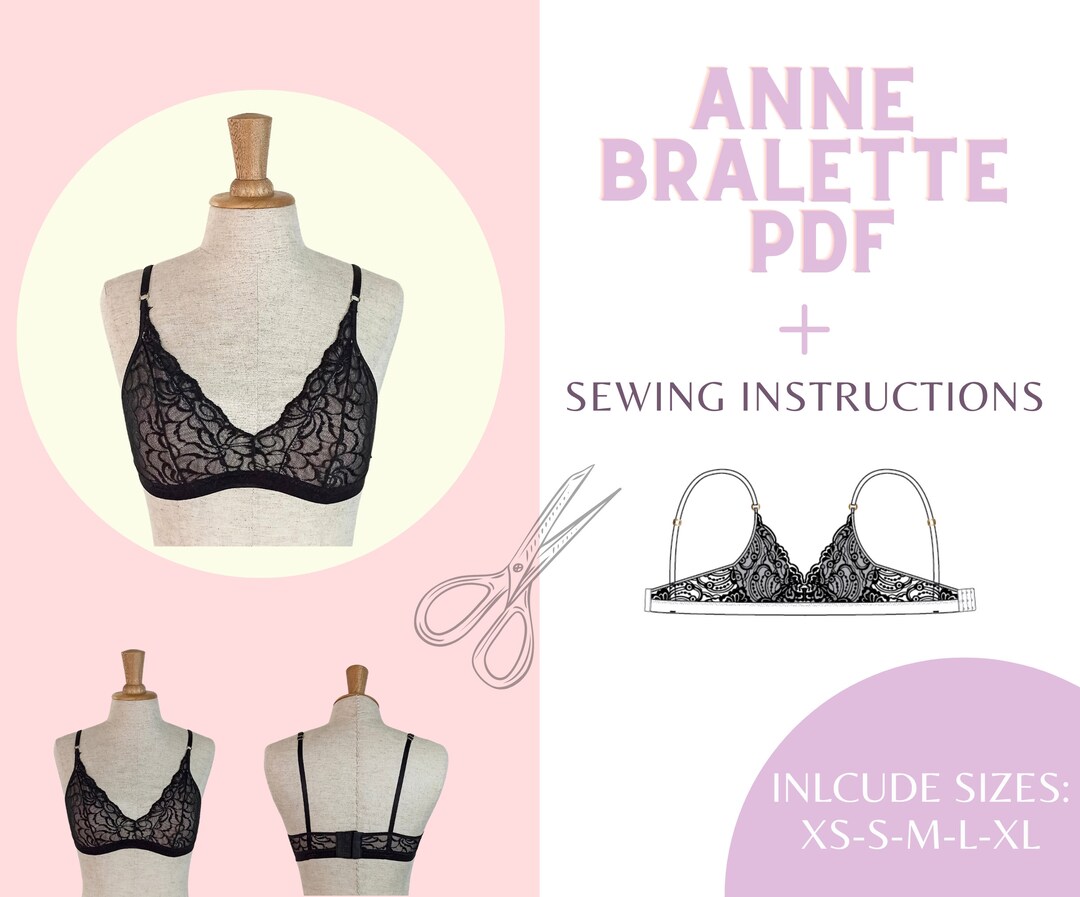 Anne Bralette PDF Pattern Includes Sizes From XS to XL, Lingerie Pattern, Pattern of Underwear ...