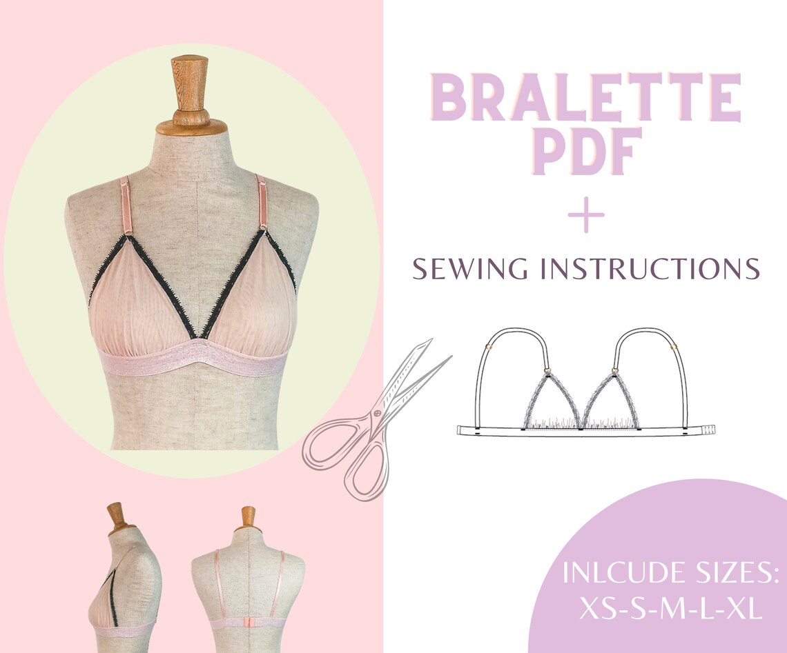 Triangle Bralette PDF Pattern Includes Sizes From XS to XL. Sewing ...