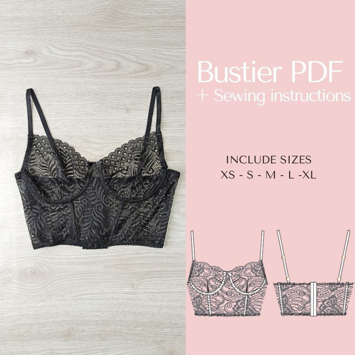Bustier PDF pattern includes sizes from XS to XL - Etsy España
