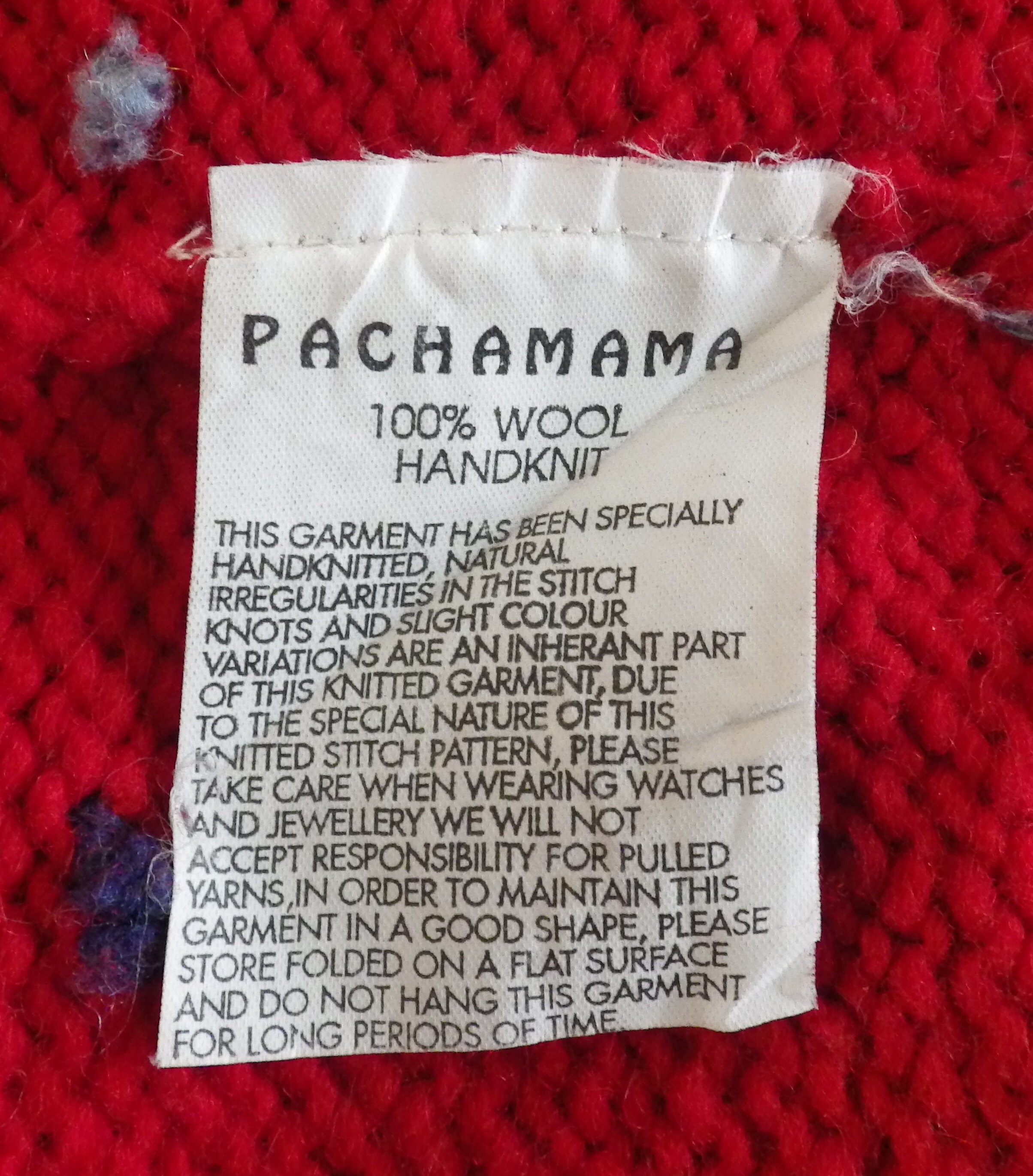 Vintage Pachamama Hand Knitted Red Chunky Embroidered Wool - Etsy