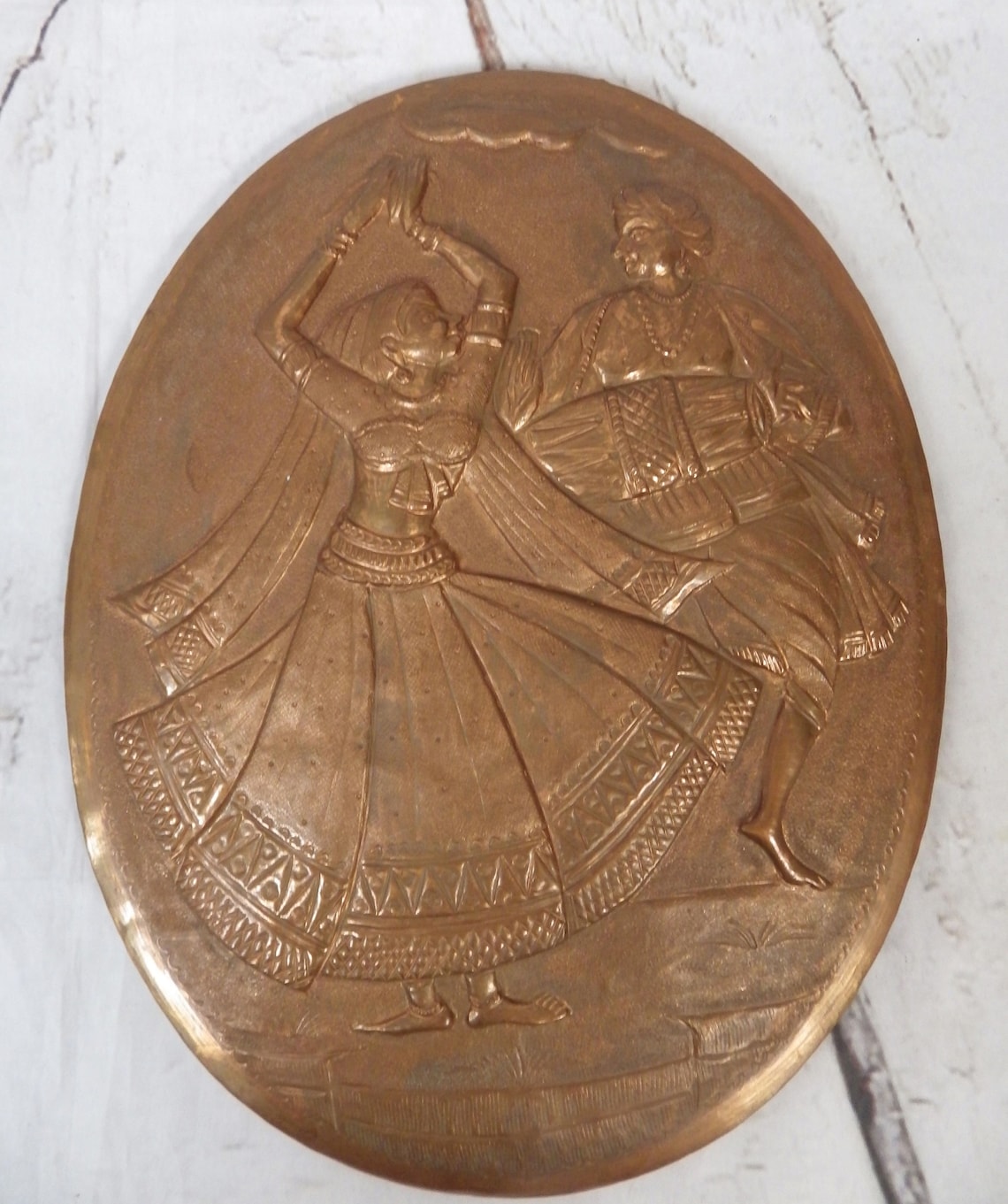 2 Vintage Indian Relief Metal Plaques Traditional Dancing - Etsy