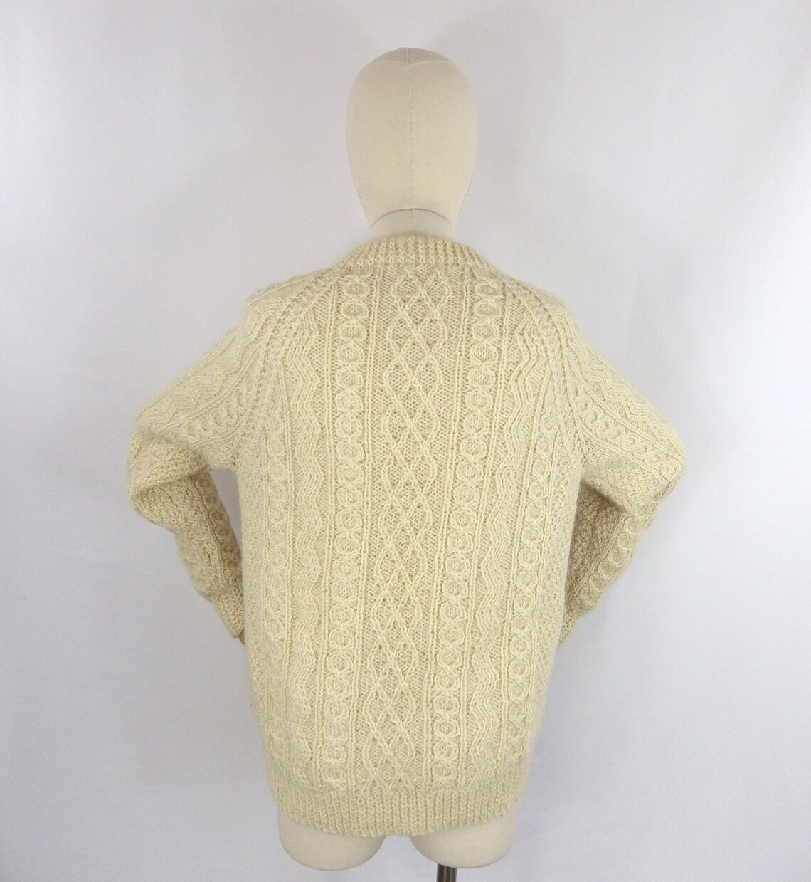 Vintage Hand Knit Wool Cardigan: Majorelle Embroidered Aran Sweater, M ...
