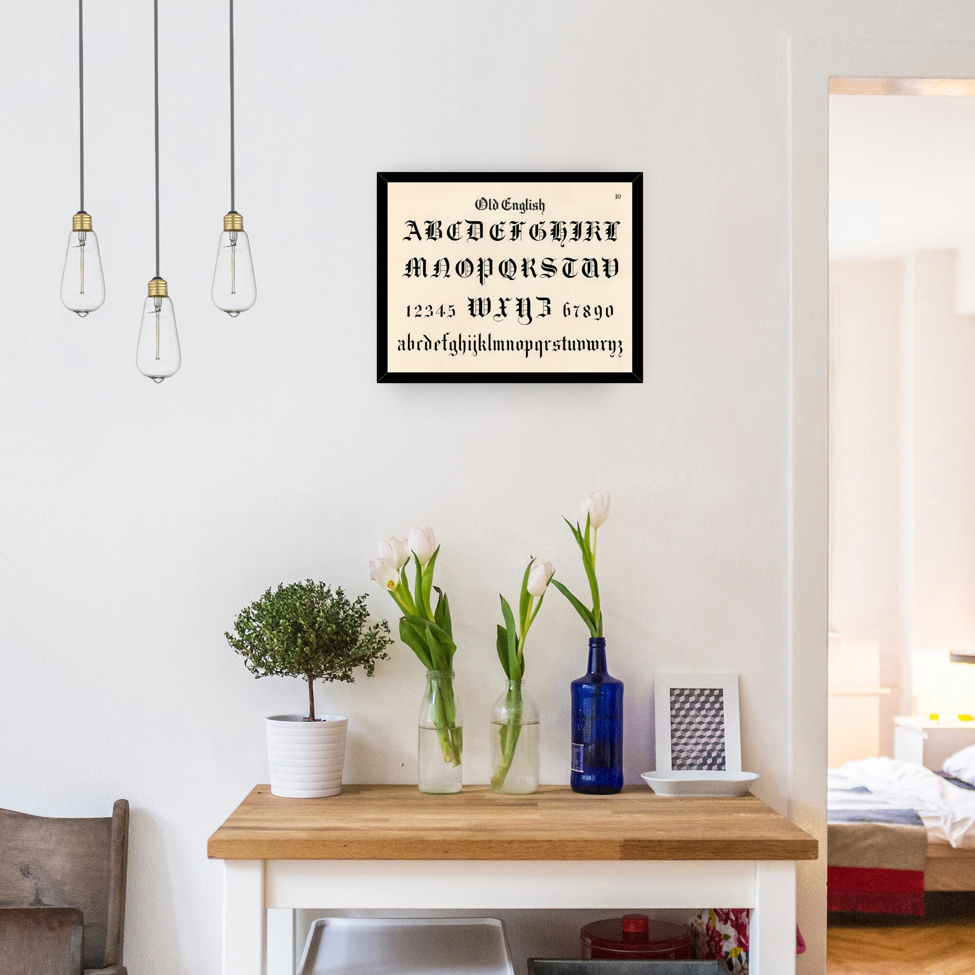 Old English Alphabet Lettering Typography Wall Art Repro | Etsy