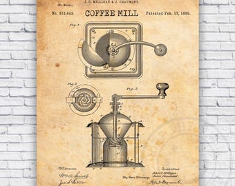 Coffee Mill 1905 Patent Print. Coffee Grinder Blueprint, Coffee Shop ...