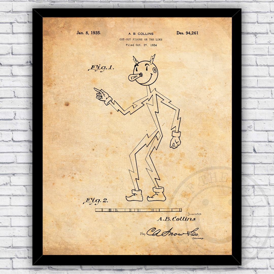 Reddy Kilowatt Electricity Mascot Patent Blueprint - Wall Art Print ...