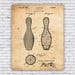 Bowling Pin Patent Blueprint - Wall Art Print Decor - Size Options - Etsy