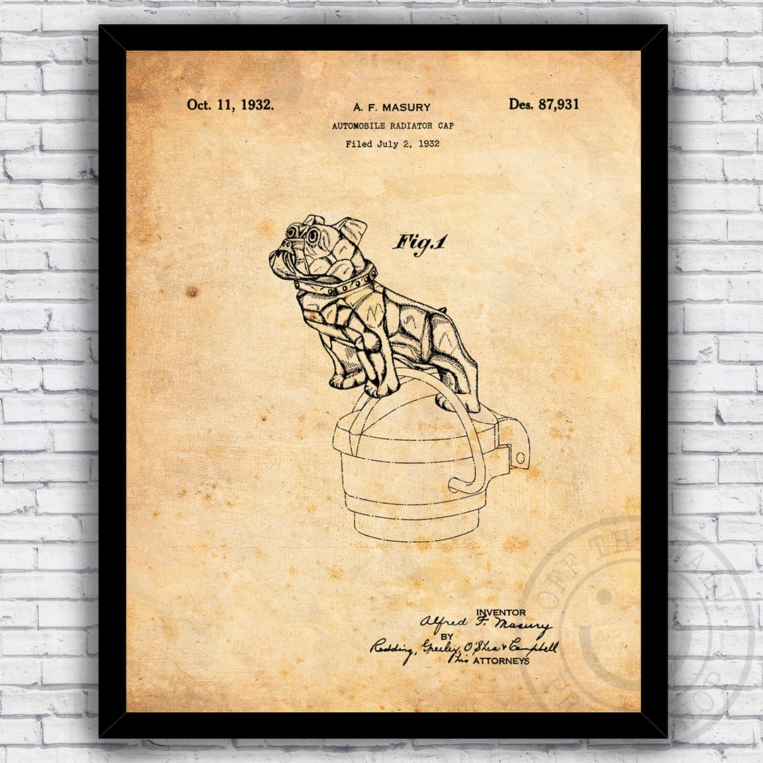 Patent Depicting Mack Truck Bulldog Radiator Cap Engine Blueprint Wall ...