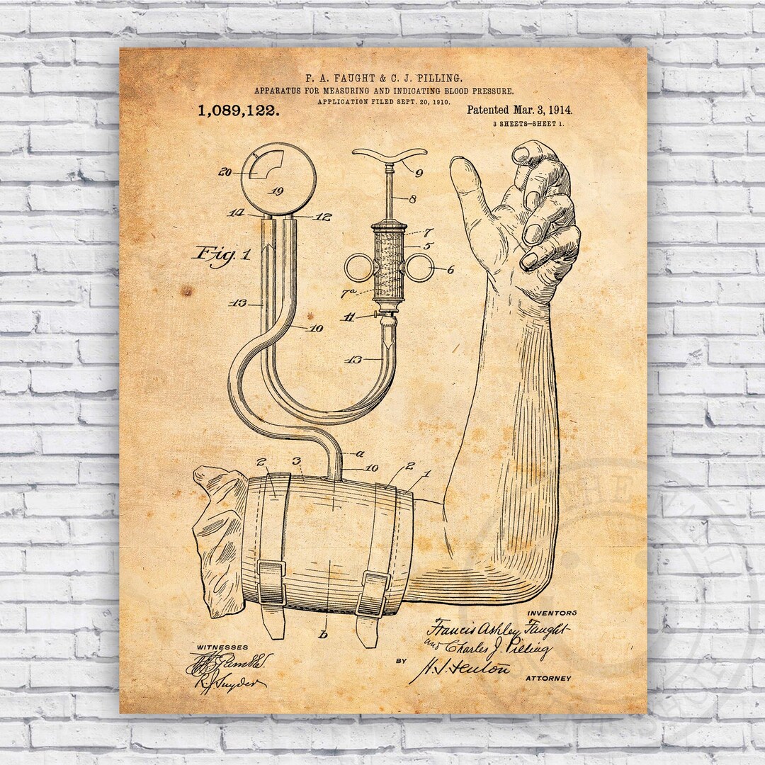 Blood Pressure Sphygmomanometer Apparatus Patent Blueprint - Wall Art ...