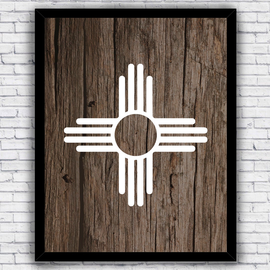 New Mexico Zia Sun State Flag Logo Southwest Rustic Wall Art Print ...