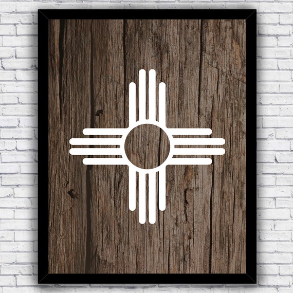 New Mexico Zia Sun State Flag Logo Southwest Rustic Wall Art - Etsy