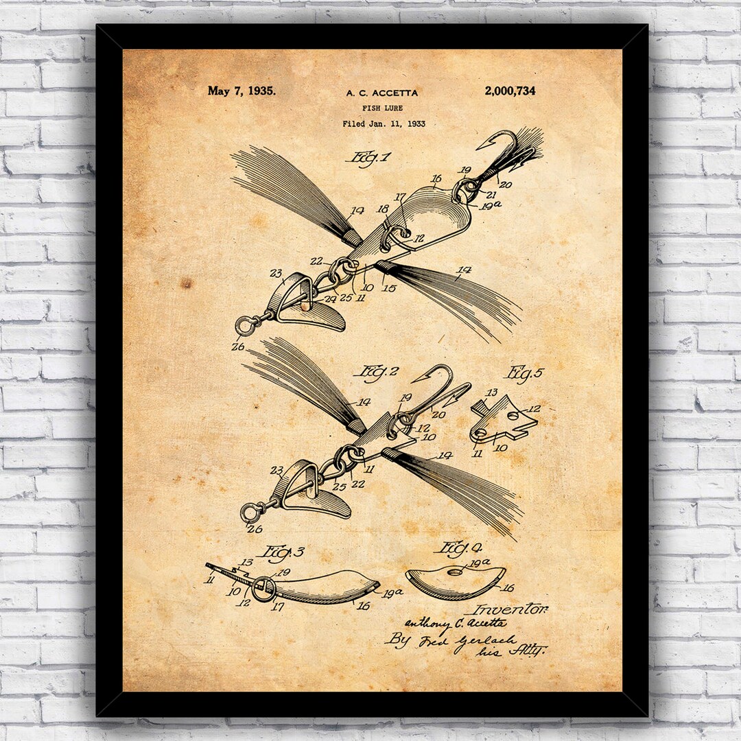 Fly Fishing Lure Tackle Vintage Patent Blueprint Wall Art - Etsy.de