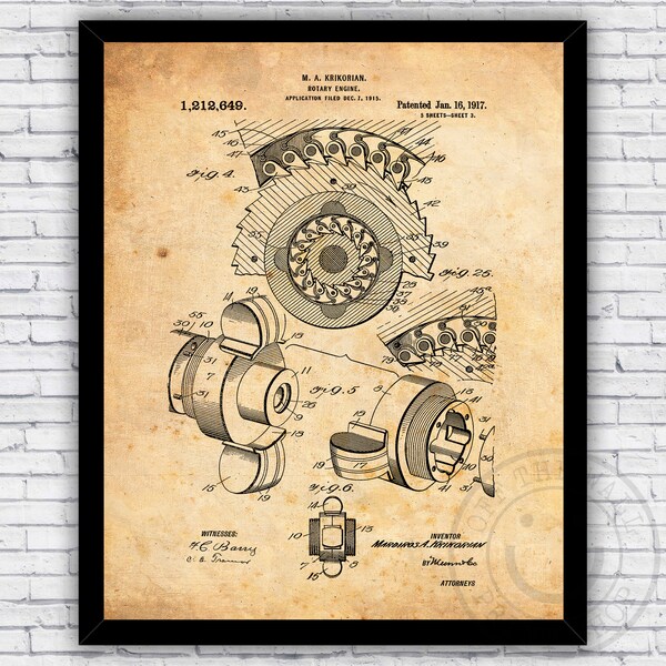 Rotary Engine Blueprint - Etsy