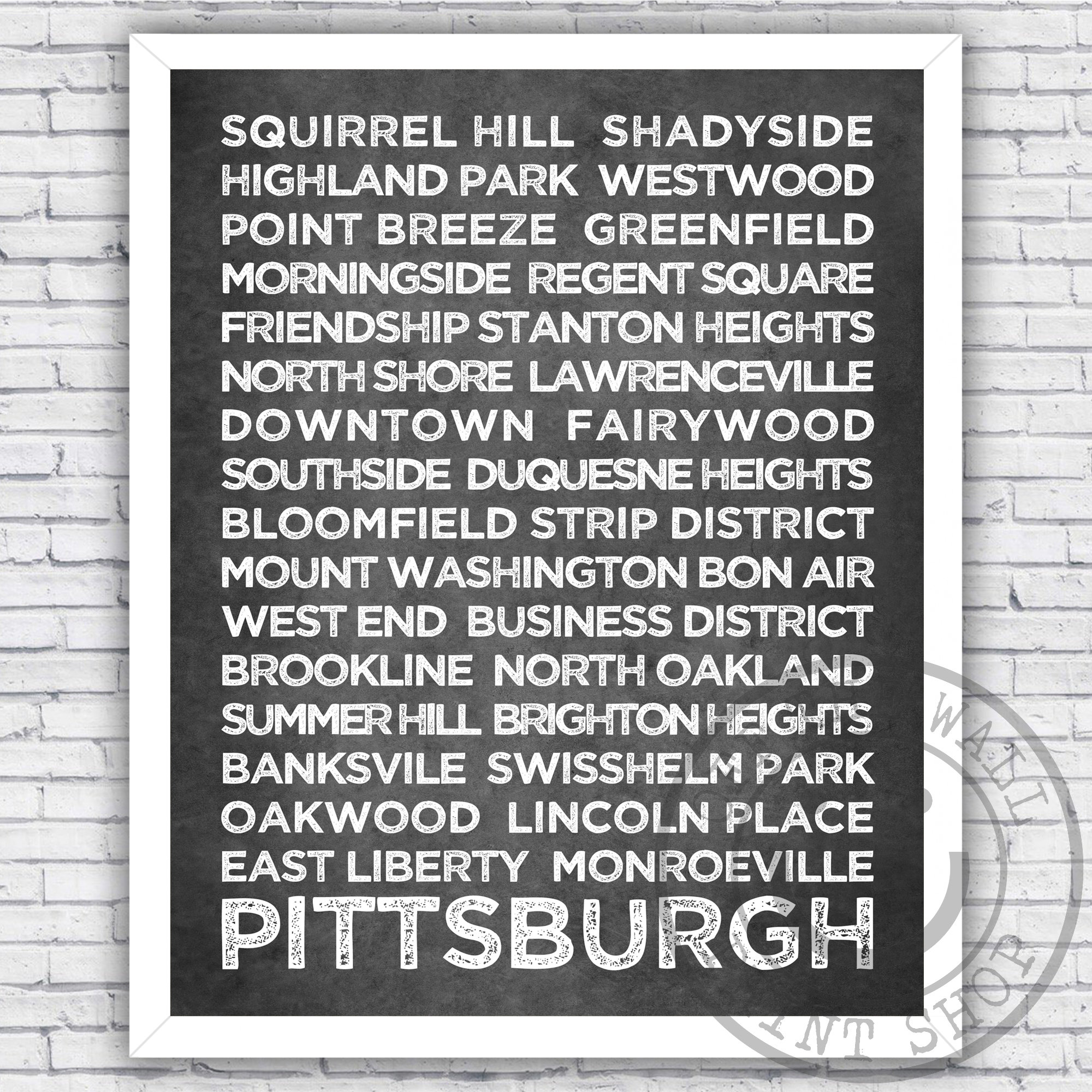 Pittsburgh Pennsylvania Neighborhood Local Names Typographic - Etsy