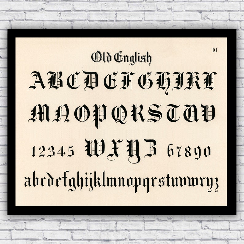 Old English Alphabet Lettering Typography Wall Art Repro - Etsy