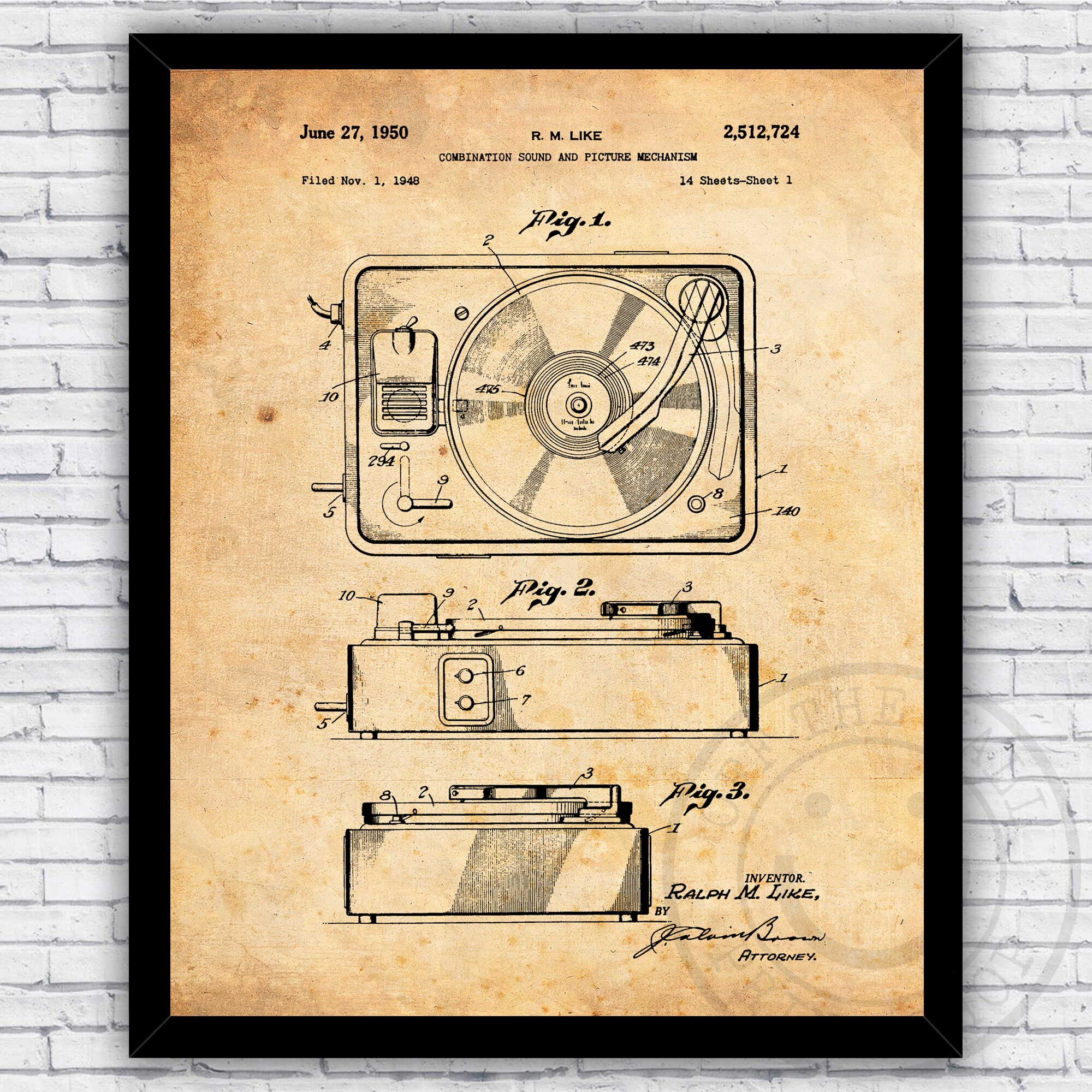 Record Player 1940s Music Audio Patent Blueprint Wall Art - Etsy