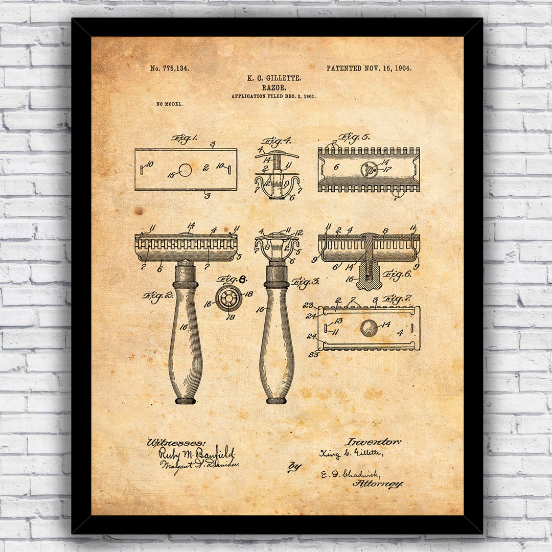 Double Edge Razor Safety Blade Barber Shop Shaving Patent Blueprint ...