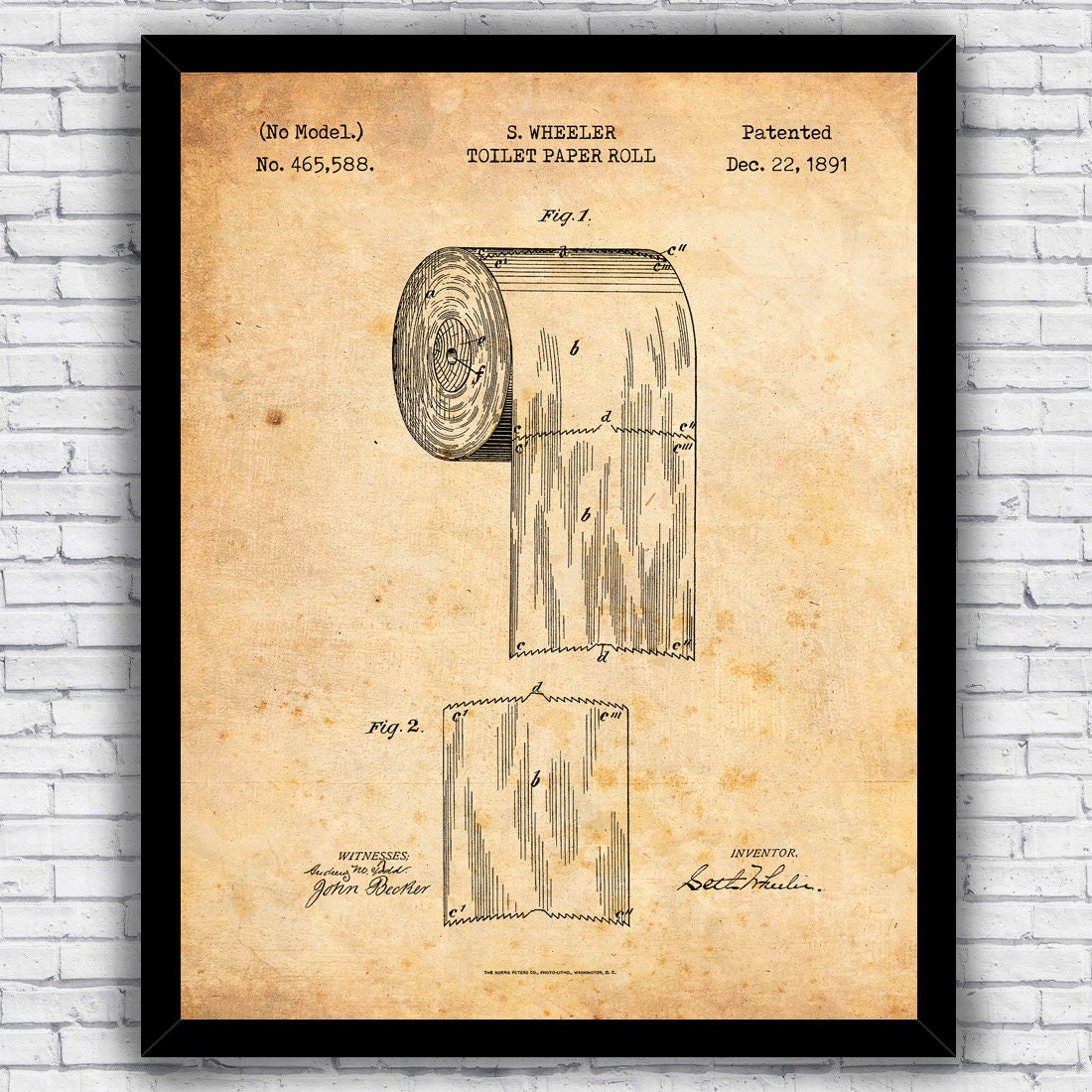 Toilet Paper Roll Direction Bathroom Patent Blueprint Wall - Etsy