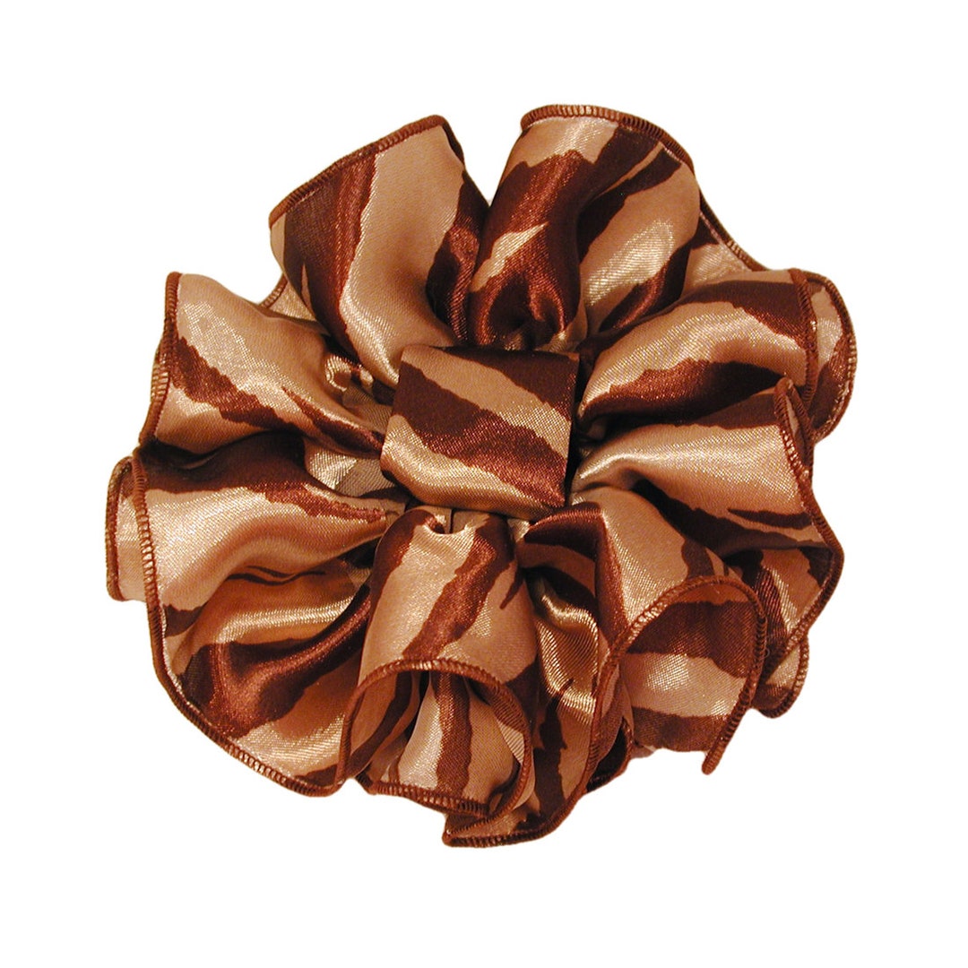 Brown Zebra, 6-1/2 Inch Ruffle Print Satin Material Claw Jaw Clip ...