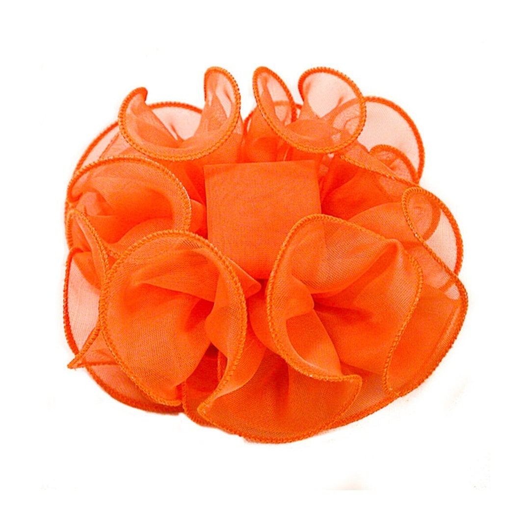 Orange Chiffon Large Ruffled Claw Jaw Clip Sheer Fabric Material Bow - Etsy