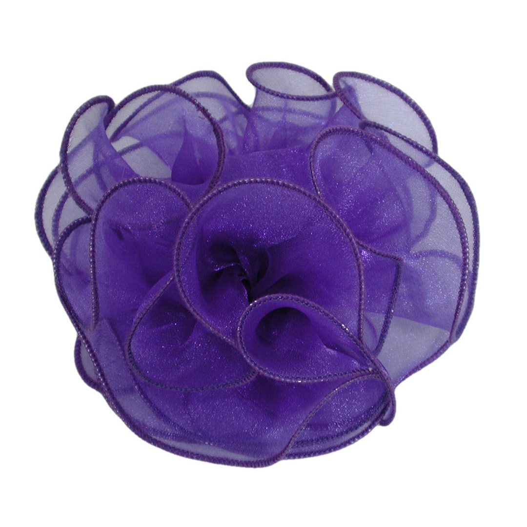 Violet Purple Chiffon 5-1/2 Ruffled Claw Jaw Clip Sheer Fabric Material ...