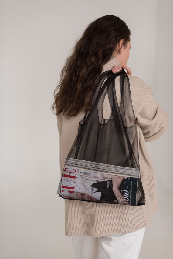Black Shopper Bag. Transparent Bag. Net Bag. Convenient - Etsy
