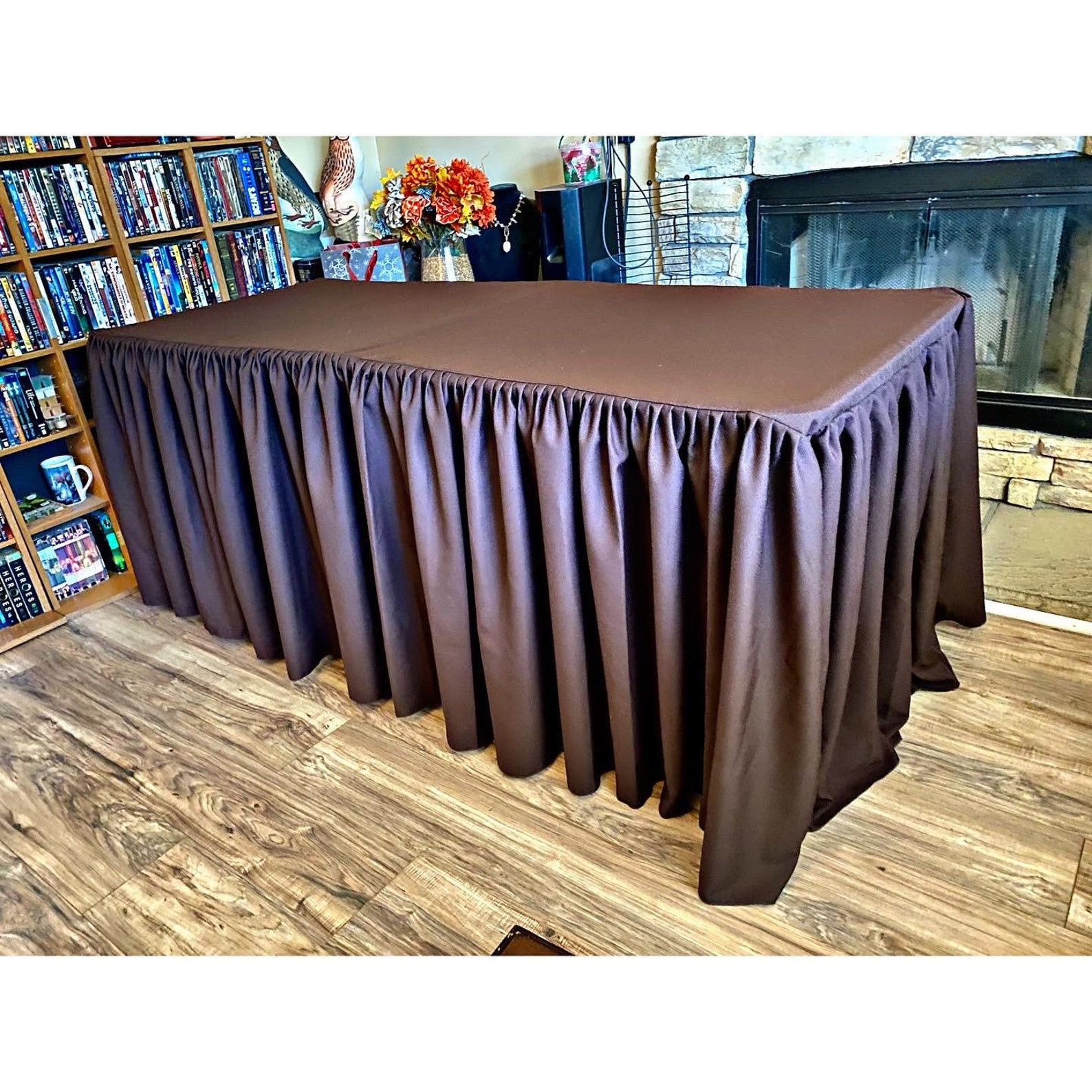 6ft Single Layer Ruffled Table Skirt in Brown/ruffles/candy - Etsy