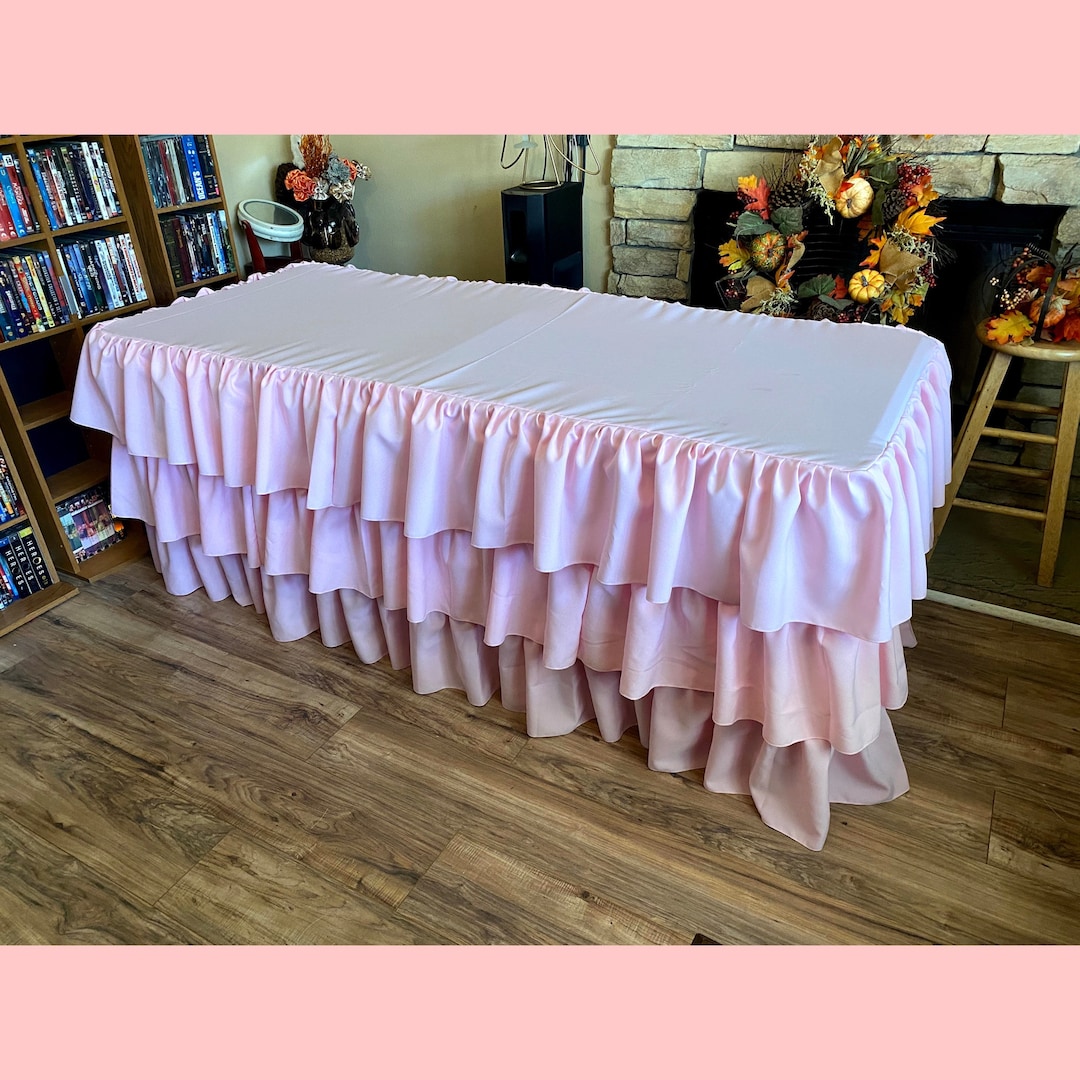 3 Layer Ruffle Table Skirt/pink/ruffles/candy Table - Etsy