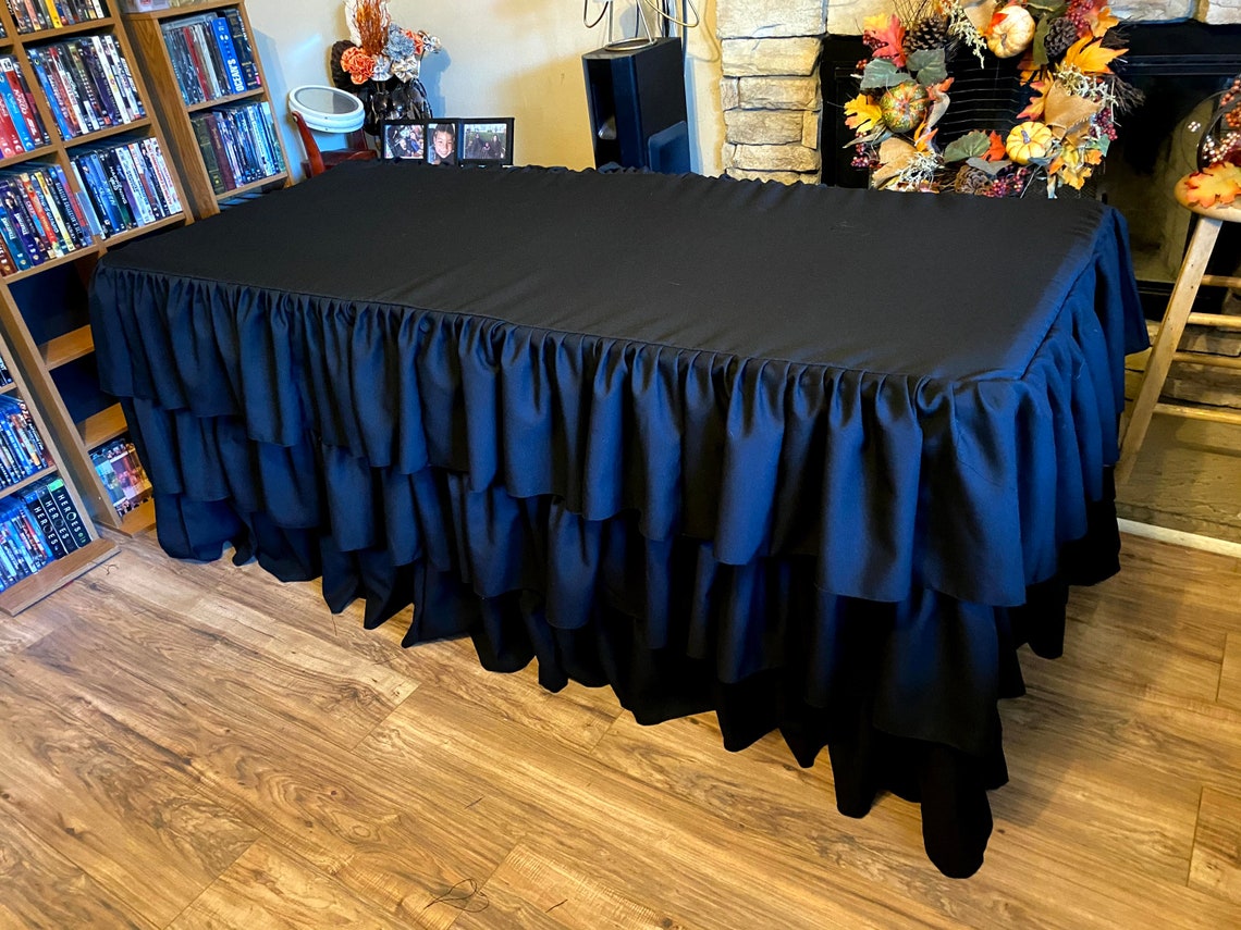 3 Layer Ruffled Table Skirtcandy Tableblack - Etsy