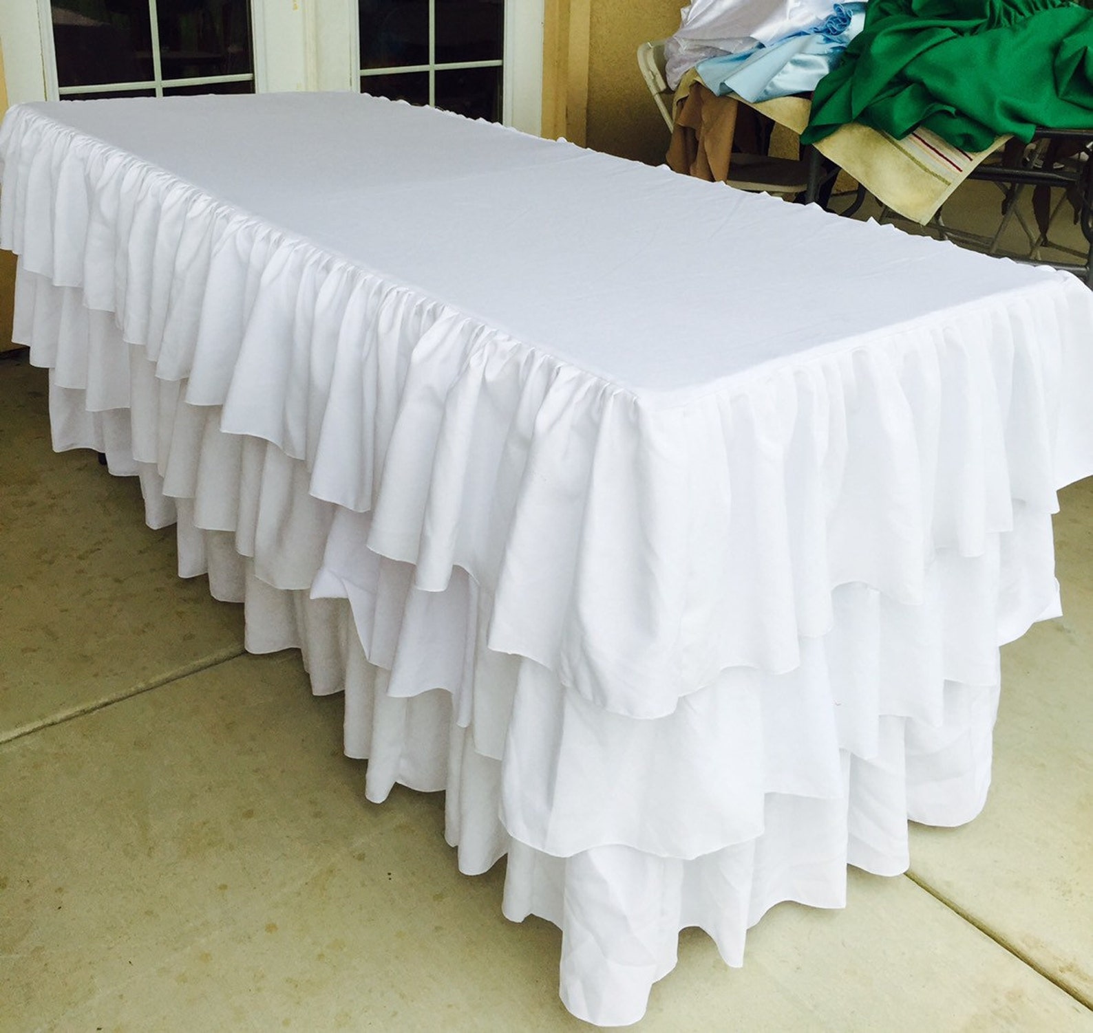 3 Layer Ruffle Table Skirt/white/ruffles/candy Table | Etsy