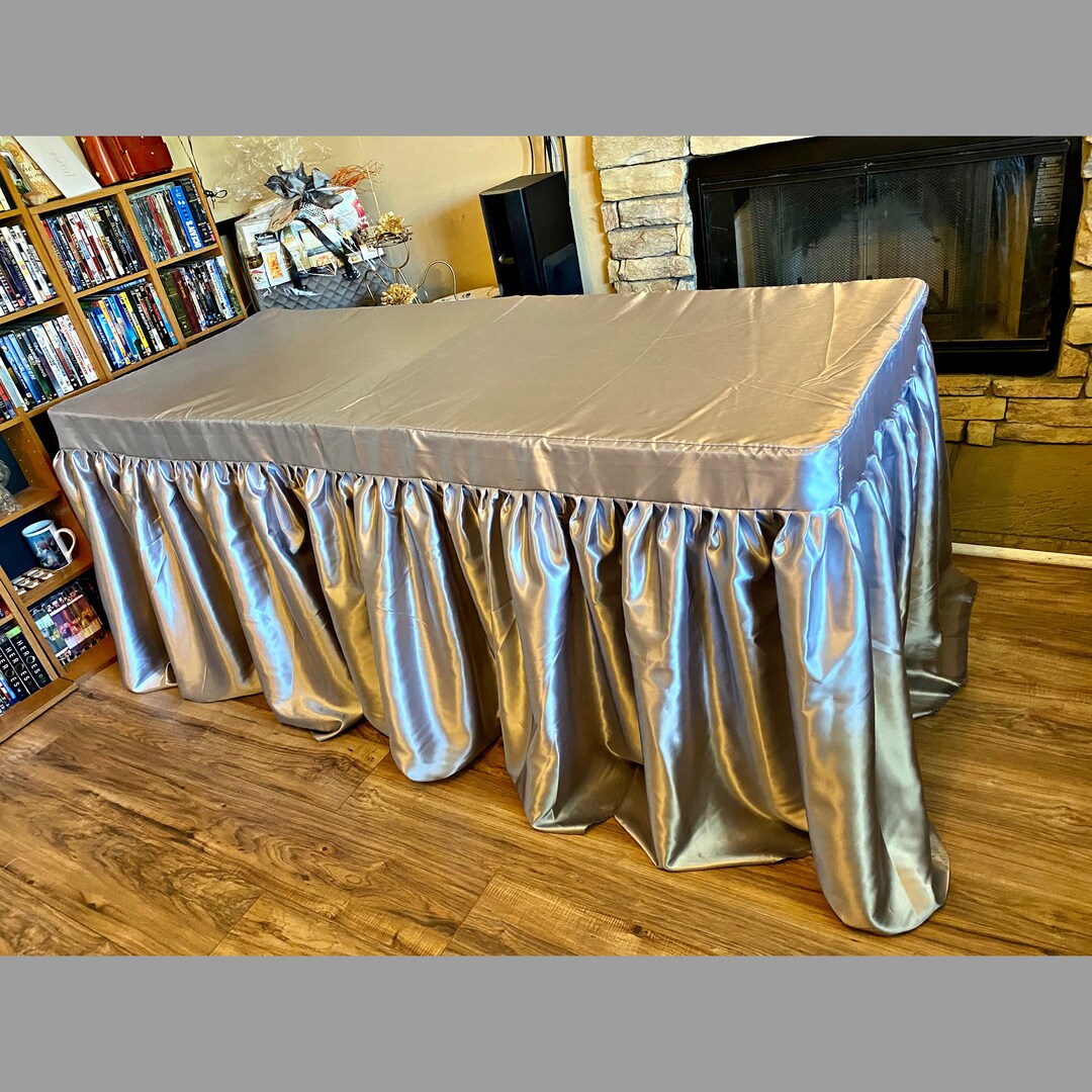 Single Layer Ruffled Table Skirt| Satin Silver| Candy Table - Etsy