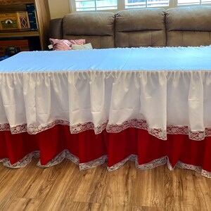 Mexican Style 2 Layer Table Skirtfiestaredwhitelace - Etsy