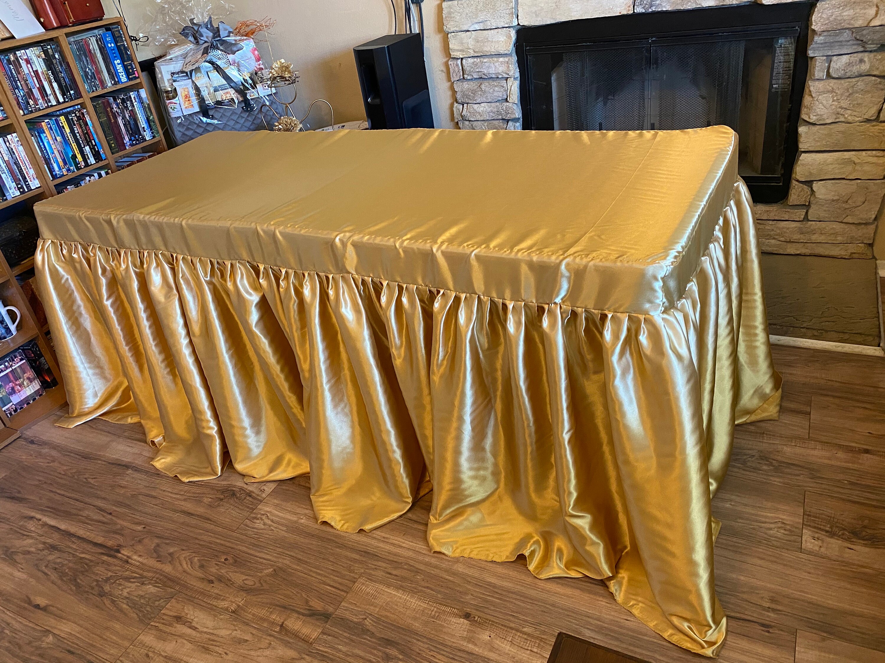 Single Layer Ruffled Table Skirt| Satin Gold| Candy Table - Etsy