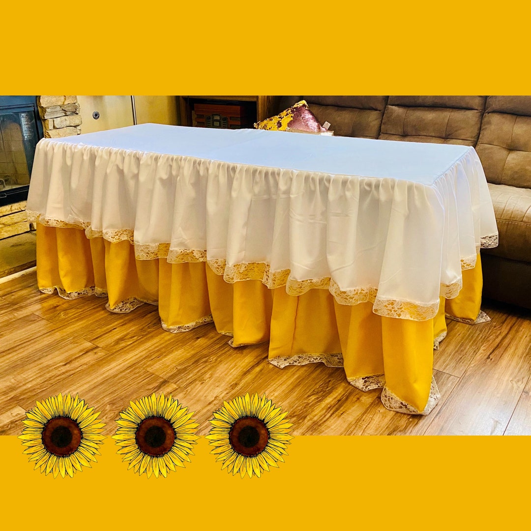 Mexican Style 2 Layer Table Skirtfiestayellowwhitelace - Etsy