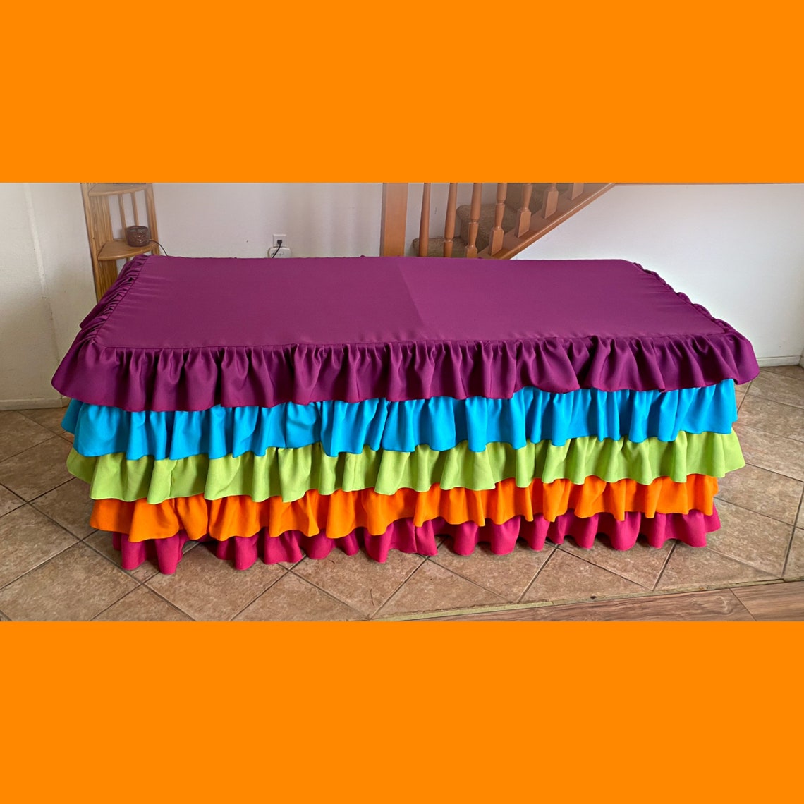 5 Layer Ruffled Table Skirtrainbow Candy Table Fiesta - Etsy