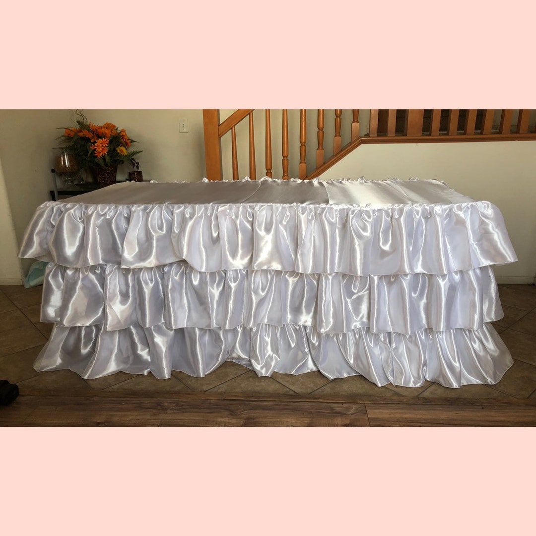 3 Ruffle Table Skirt|satin|candy Table|ruffles - Etsy