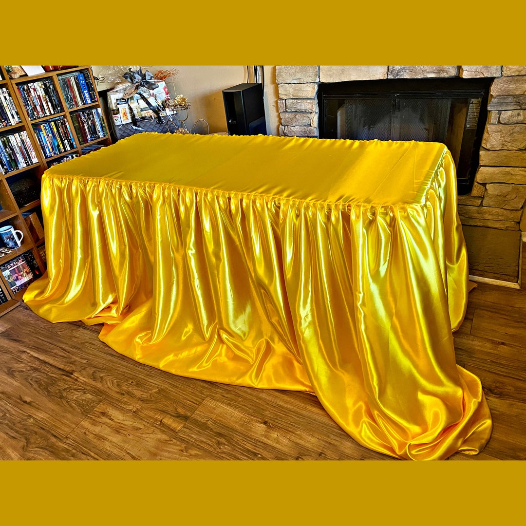 Single Layer Ruffled Table Skirt| Satin Yellow| Candy Table - Etsy