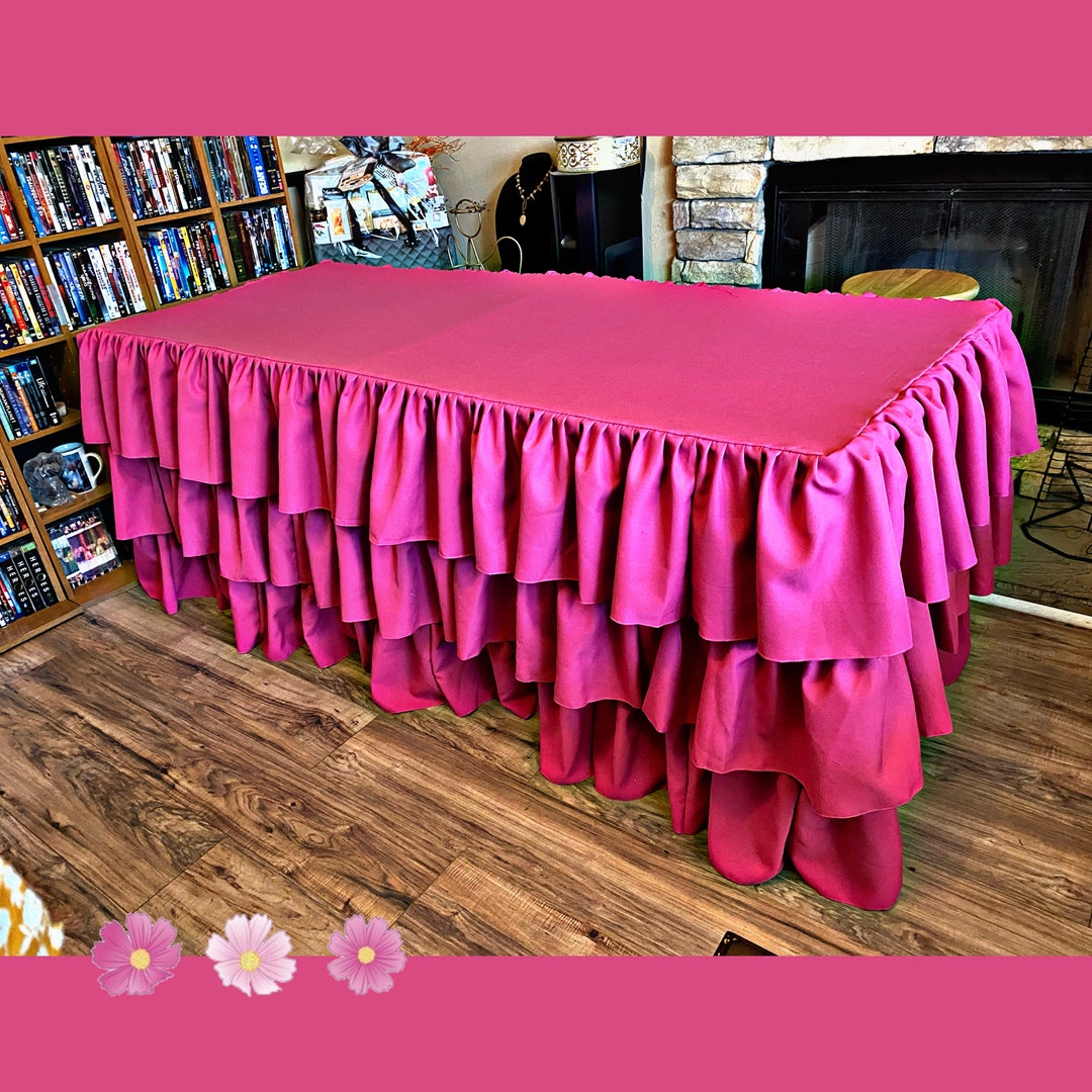 3 Layer Ruffle Table Skirt/pink/ruffles/candy Table - Etsy