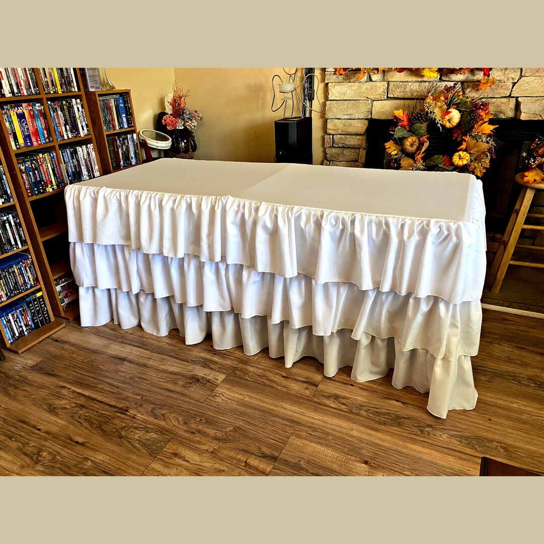 3 Layer Ruffle Table Skirt/white/ruffles/candy Table - Etsy