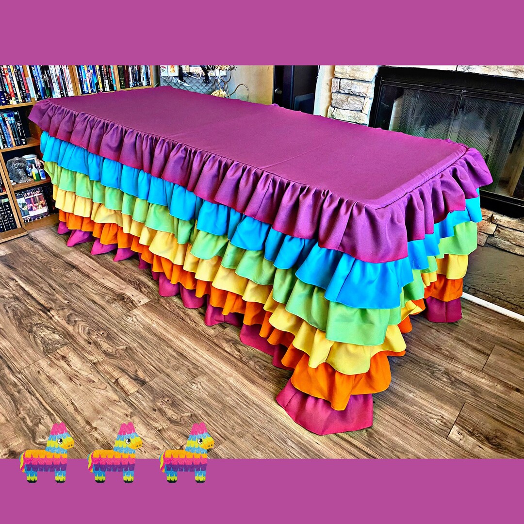 Ruffled Candy Table Skirt,6 Layer Ruffled Skirt|candy Table|rainbow ...