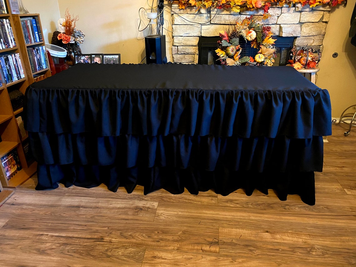 3 Layer Ruffled Table Skirtcandy Tableblack - Etsy