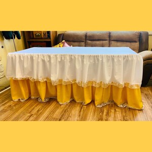 Mexican Style 2 Layer Table Skirtfiestayellowwhitelace - Etsy