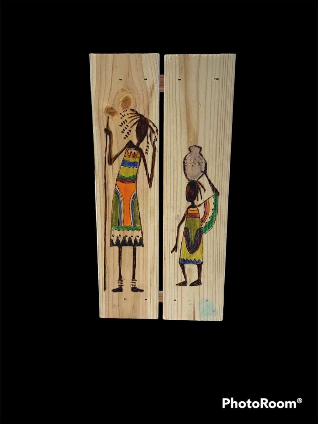 African Artwork on Board. Pyrography. (D) - Etsy