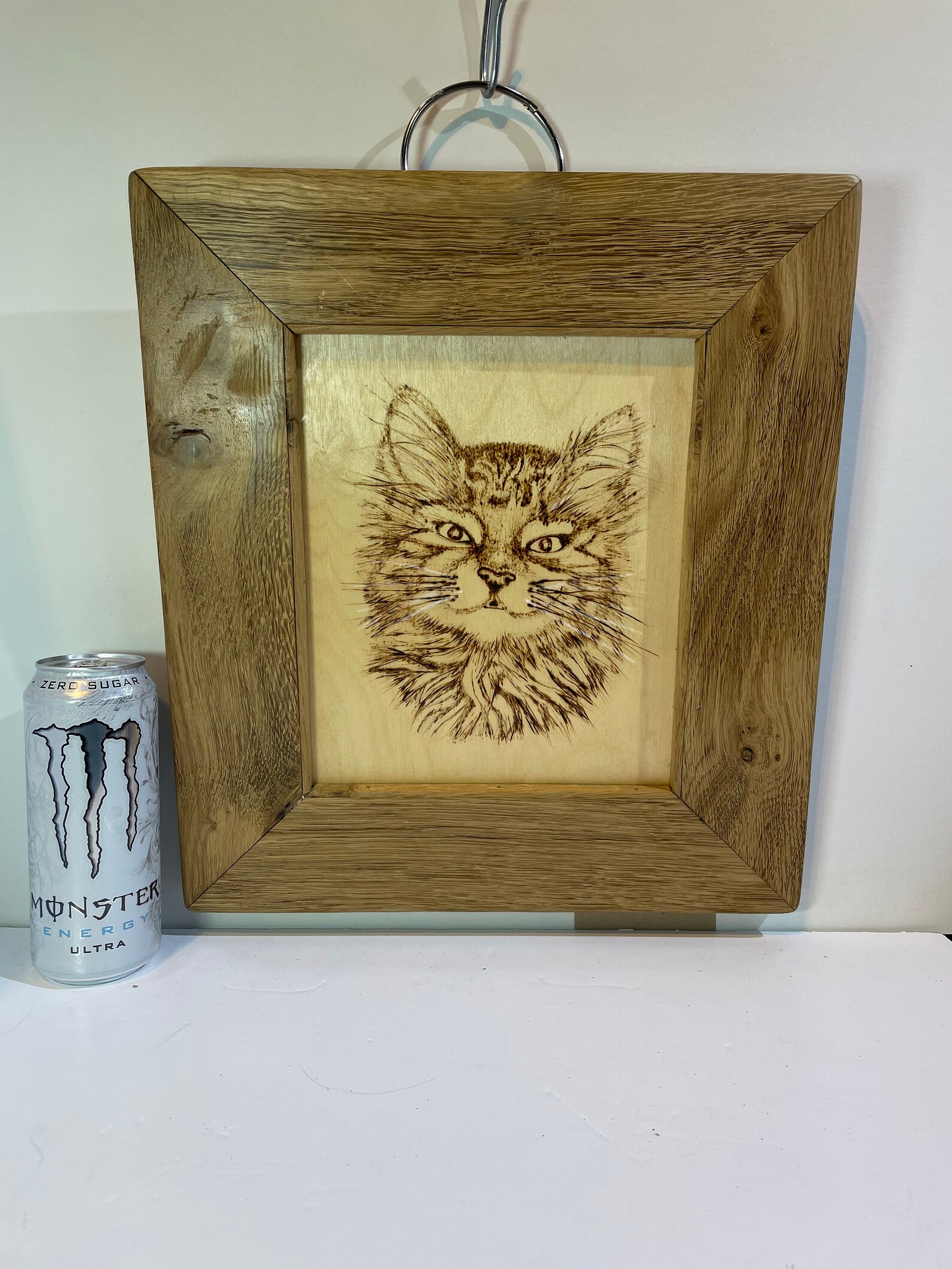 Cat Pyrography. Artwork in Oak Frame B - Etsy