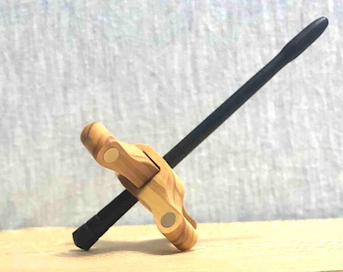 Miniature 2" Wide Turkish Drop Spindle in Olivewood With Gabon Ebony ...