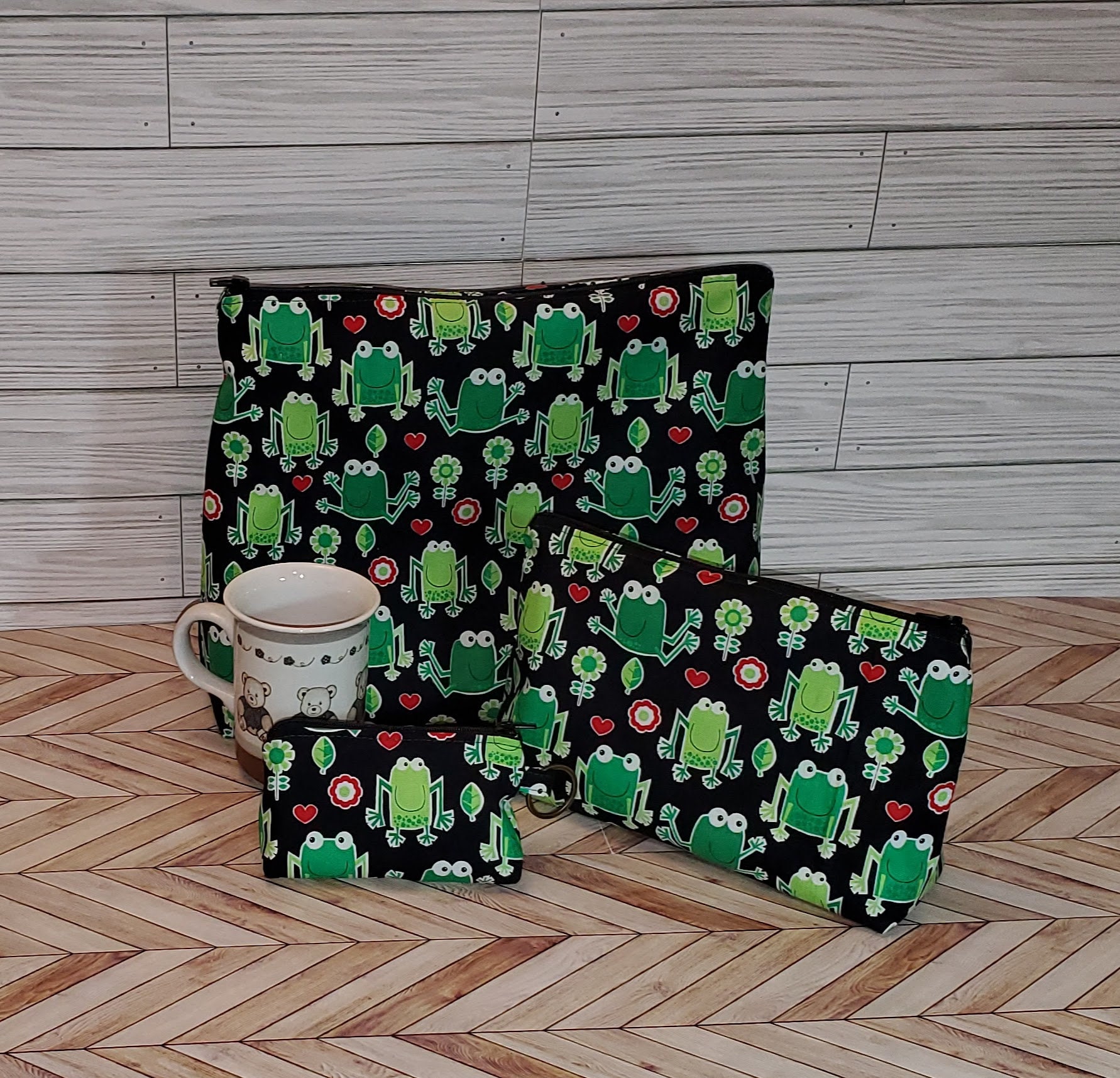 Frogs Zipper Pouch Coin Purse Fluted Bag Handmade Lined Children Travel ...
