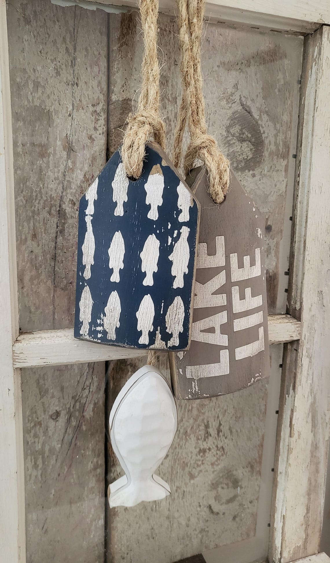 Lake Life Wooden Door Tag | Handmade Door Hanger Sign | Rustic Lake ...
