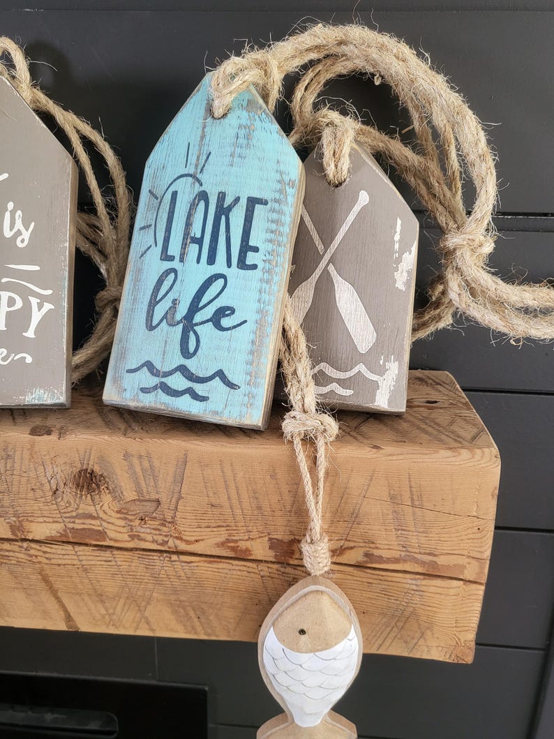 Lake Life Wooden Door Tag | Rustic Lake House Entry Sign | Cabin Door ...