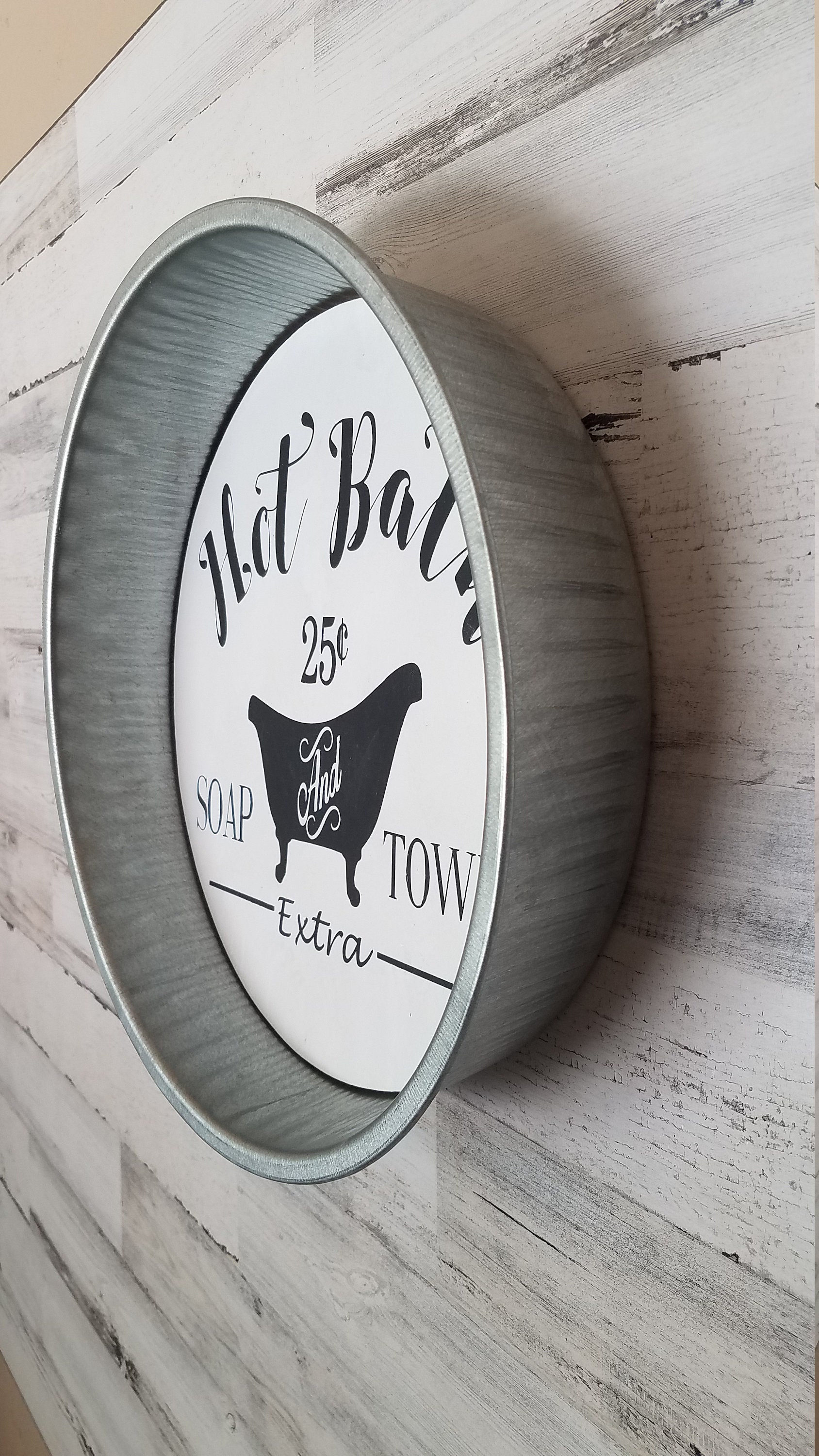 Retro Rustic Bathroom Sign With Metal Frame - Etsy