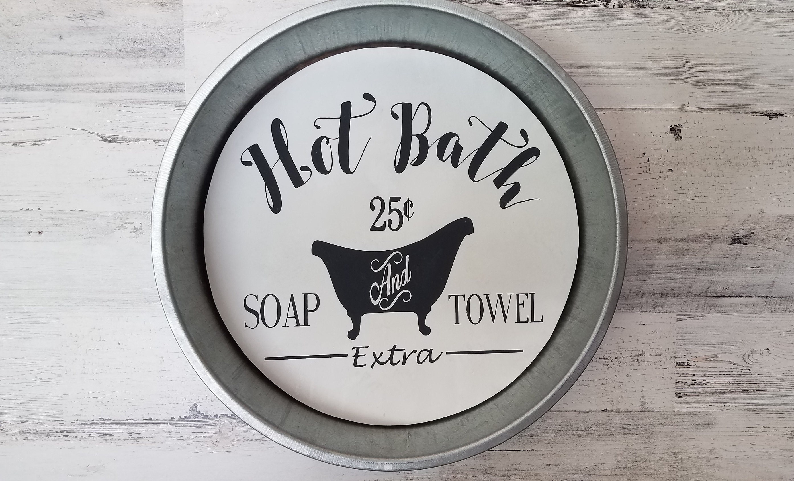 Retro Rustic Bathroom Sign With Metal Frame - Etsy